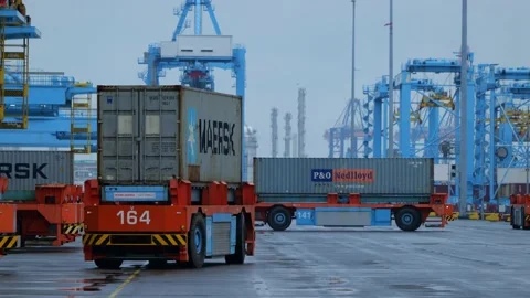 Automated container vehicle drive with a... | Stock Video | Pond5