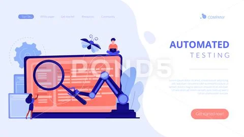 Automated testing concept landing page. Illustration #129917840