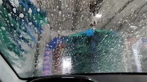 Automatic car wash, view from inside the... | Stock Video | Pond5