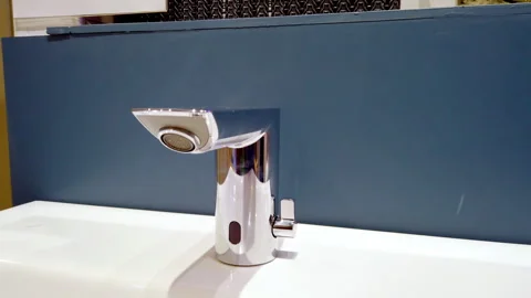 Automatic faucet mixer with infrared sen... | Stock Video | Pond5