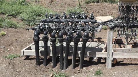 Automatic irrigation system with tubes a... | Stock Video | Pond5