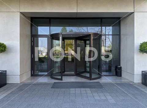 Automatic modern black rotating doors office mockup Stock Photo #239531675