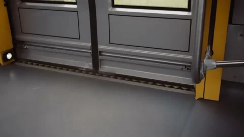 Automatic tram doors open at the tram st... | Stock Video | Pond5