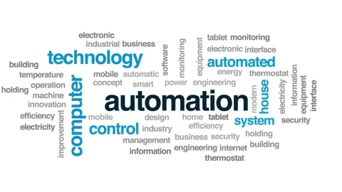 Automation animated word cloud, text des... | Stock Video | Pond5
