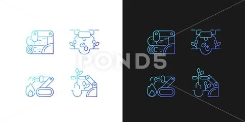 Automation for wellbeing gradient icons set for dark and light mode ...