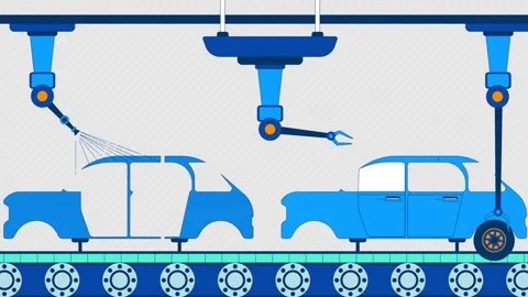 Automotive assembly line cartoon animati... | Stock Video | Pond5