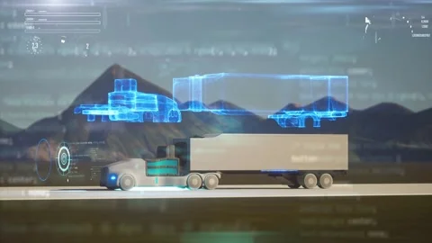 autonomous truck futuristic animation. M... | Stock Video | Pond5