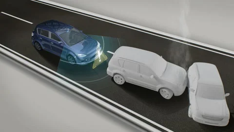 Autonomous vehicle, Collision Avoid car,... | Stock Video | Pond5