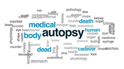Autopsy animated word cloud, text design... | Stock Video | Pond5