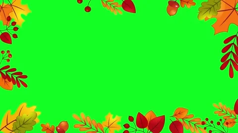 Autumn Leaves Frame Animation on Green S... | Stock Video | Pond5