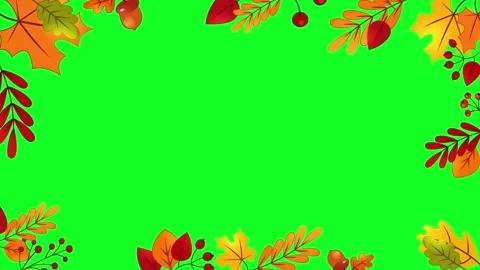 Autumn Leaves Frame Animation on Green S... | Stock Video | Pond5