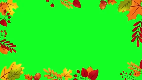 Autumn Leaves Frame Animation on Green S... | Stock Video | Pond5