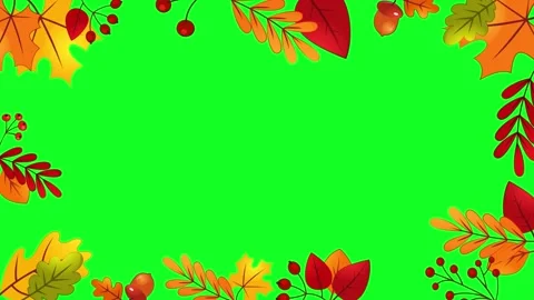 Autumn Leaves Frame Animation on Green S... | Stock Video | Pond5