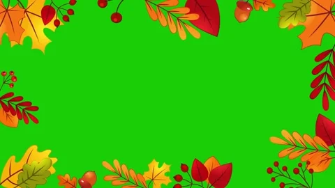 Autumn Leaves Frame Animation on Green S... | Stock Video | Pond5