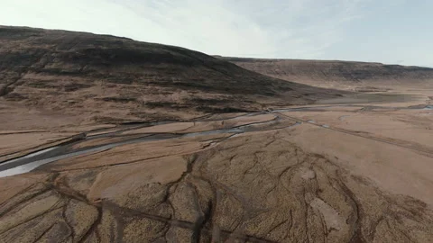 Autumnal landscape with dry river patter... | Stock Video | Pond5