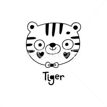 Avatar cute face tiger cub portrait. Vector illustration in cartoon ...