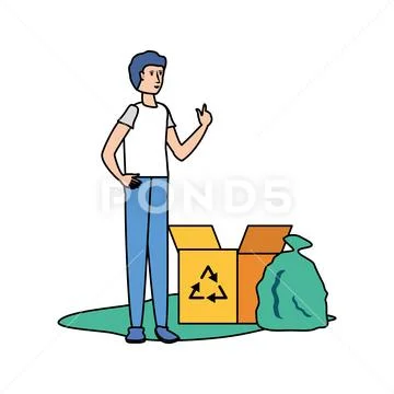 Avatar man and recycle box design: Graphic #111349993