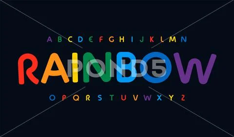 Awesome Rainbow color alphabet. Rounded stunning font, minimalist type ...