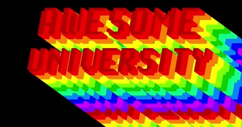Awesome University. Pixel words with rai... | Stock Video | Pond5