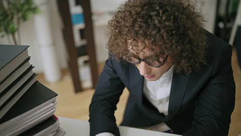 Awkward office employee in funny eyeglas... | Stock Video | Pond5