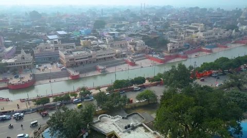 Ayodhya City Aerial view Shri Ram Mandir... | Stock Video | Pond5