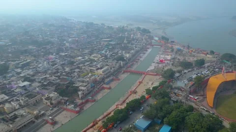 Ayodhya City Aerial view Shri Ram Mandir... | Stock Video | Pond5