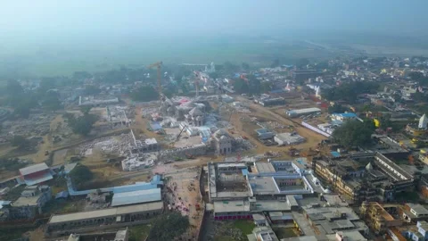Ayodhya City Aerial view Shri Ram Mandir... | Stock Video | Pond5