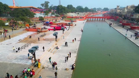 Ayodhya City Aerial view Shri Ram Mandir... | Stock Video | Pond5