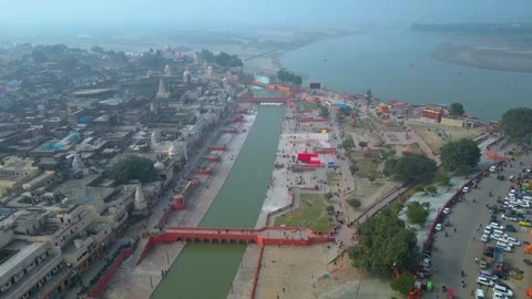 Ayodhya Drone view Shri Ram Mandir, Shri... | Stock Video | Pond5