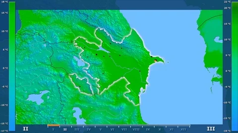 Azerbaijan - maximum temperature, border... | Stock Video | Pond5