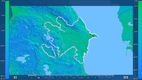 Azerbaijan - minimum temperature, border... | Stock Video | Pond5