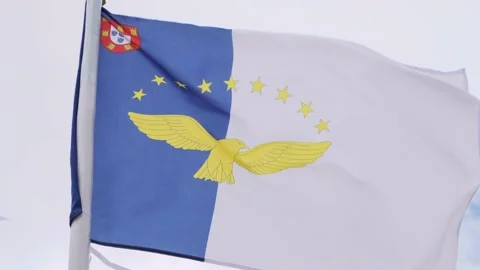 Azores Official Flag bouncing in to the ... | Stock Video | Pond5