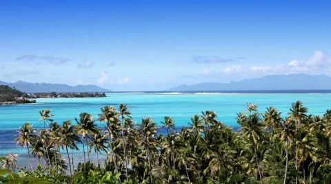 Azure lagoon of island Bora Bora, Polyne... | Stock Video | Pond5