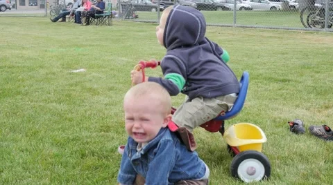 Baby Boy Walking and Crying at the Park. | Stock Video | Pond5