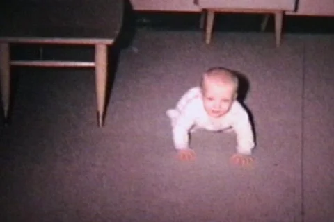 Baby Commando Crawling (1964 - Old 8mm f... | Stock Video | Pond5