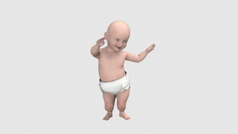 Baby dance - 3d render looped with alpha... | Stock Video | Pond5