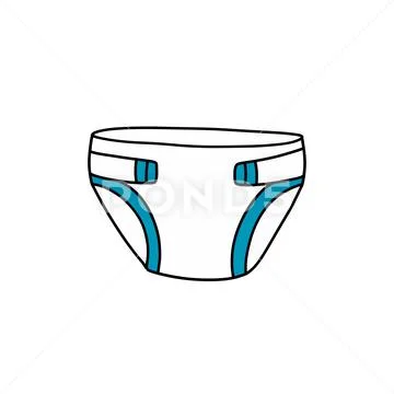 Baby diaper doodle icon, vector illustration: Graphic #132461289