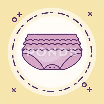 Baby diaper for girl in frame circular: Royalty Free #112835462