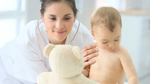 Baby in doctor's office for medical chec... | Stock Video | Pond5