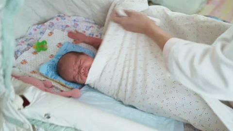 Baby Five Days Old Mother Parent Changes... | Stock Video | Pond5