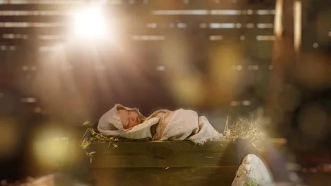 baby Jesus Christ in a manger christmas ... | Stock Video | Pond5
