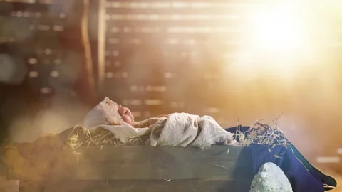 baby Jesus Christ in a manger christmas ... | Stock Video | Pond5