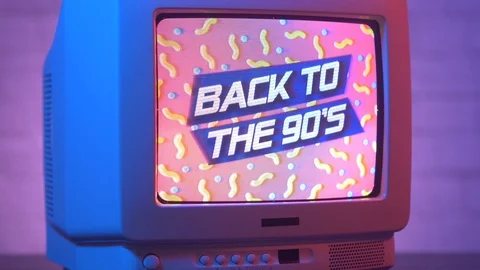 BACK TO THE 90s Title on Vintage Old TV ... | Stock Video | Pond5