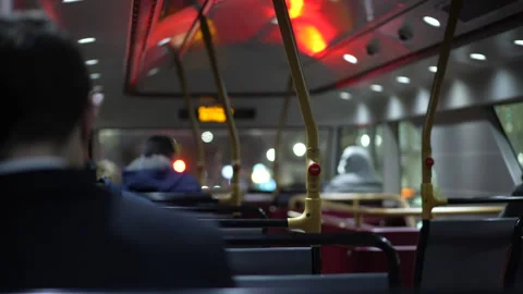 Back of bus interior at night in movemen... | Stock Video | Pond5