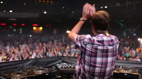 Back of DJ clapping and crowd dance at n... | Stock Video | Pond5