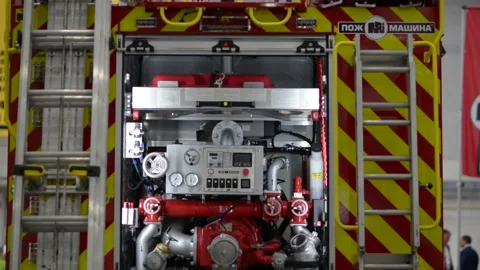 The back of the fire truck. Fire extingu... | Stock Video | Pond5