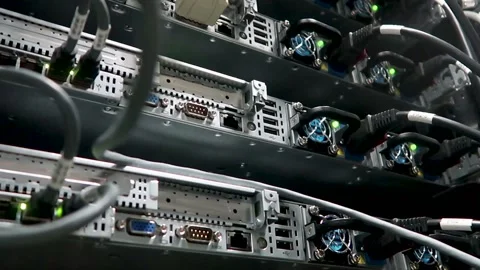 Back panelof the server room of the data... | Stock Video | Pond5