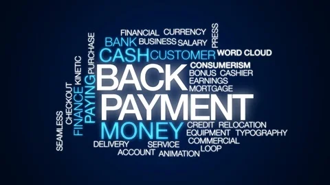 Back payment animated word cloud. Kineti... | Stock Video | Pond5