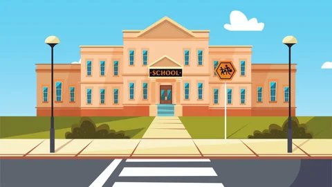 back to school animation with facade bui... | Stock Video | Pond5