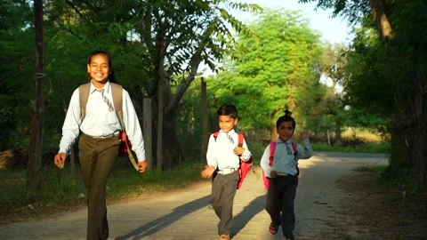 Back to school. Asian pupil kids with ba... | Stock Video | Pond5
